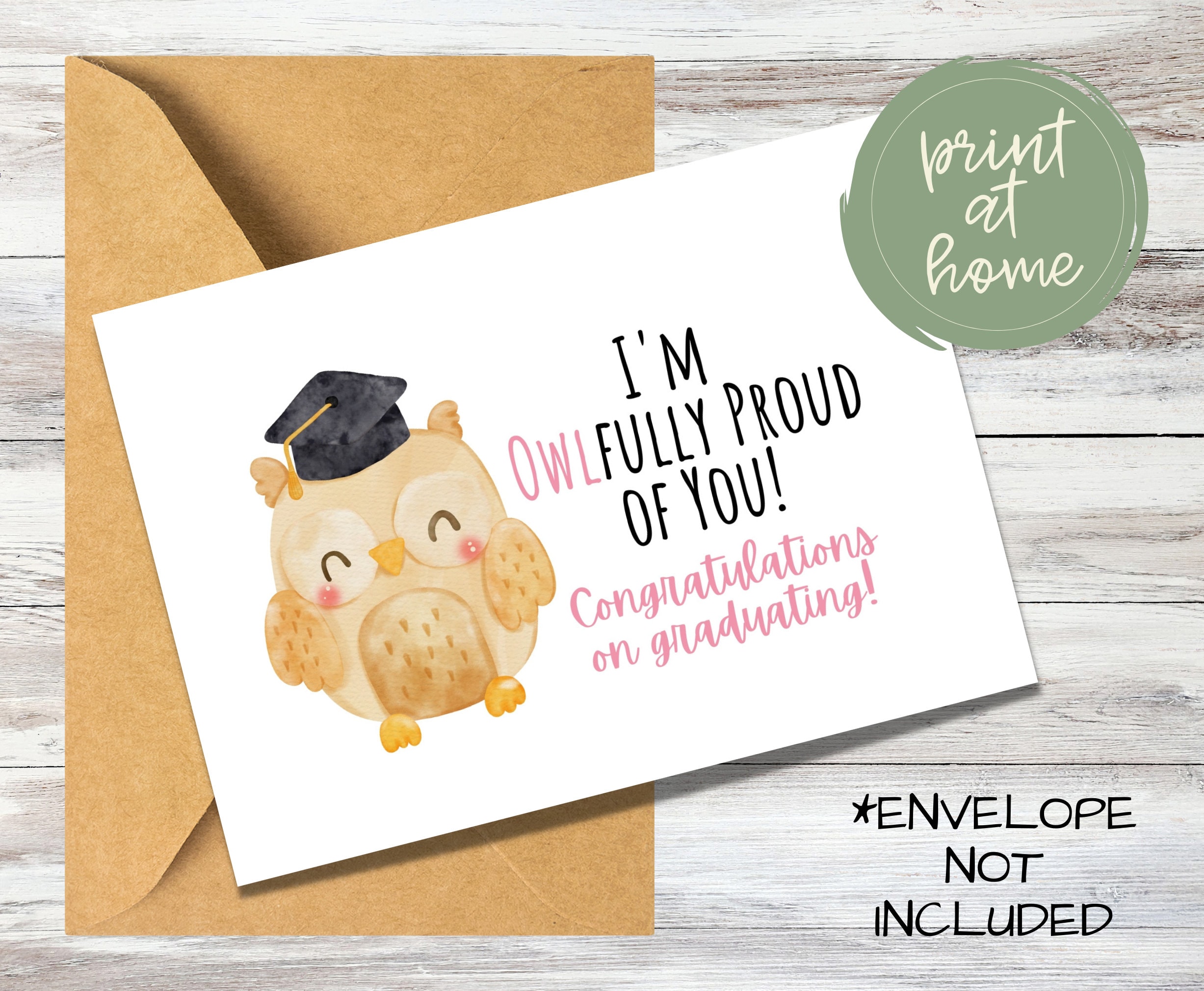Printable Graduation Owl Card | Printable Graduation Card for High ...