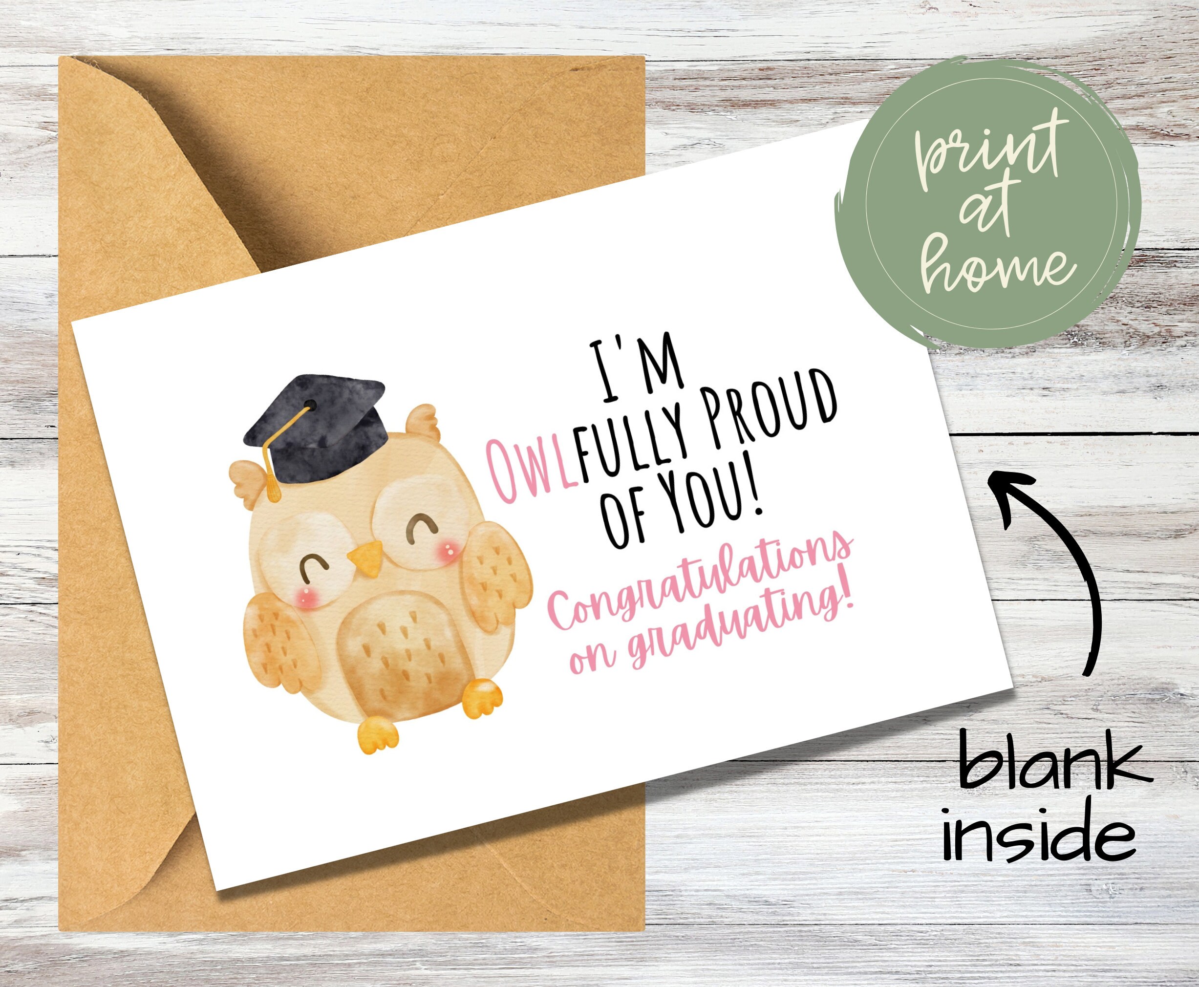 Printable Graduation Owl Card Printable Graduation Card for High School ...