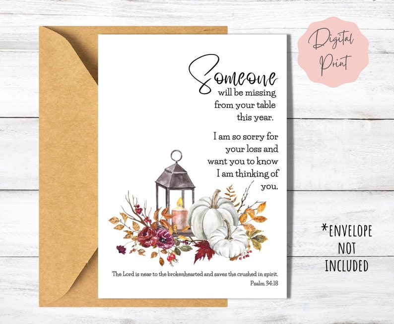 Thanksgiving Sympathy Card | Christian Scripture, Missing Loved One ...