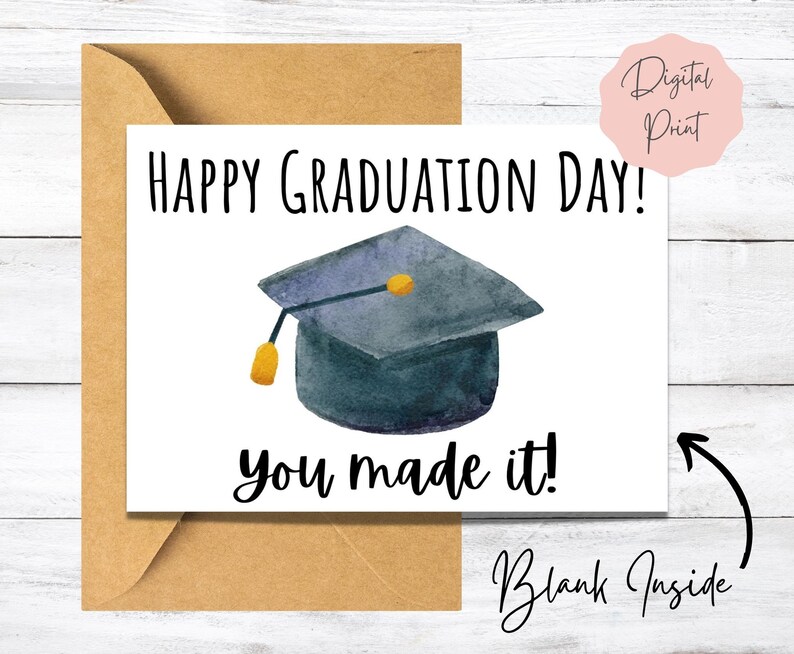 Graduation Cap Printable Card Digital Graduation Card Downloadable Owl ...