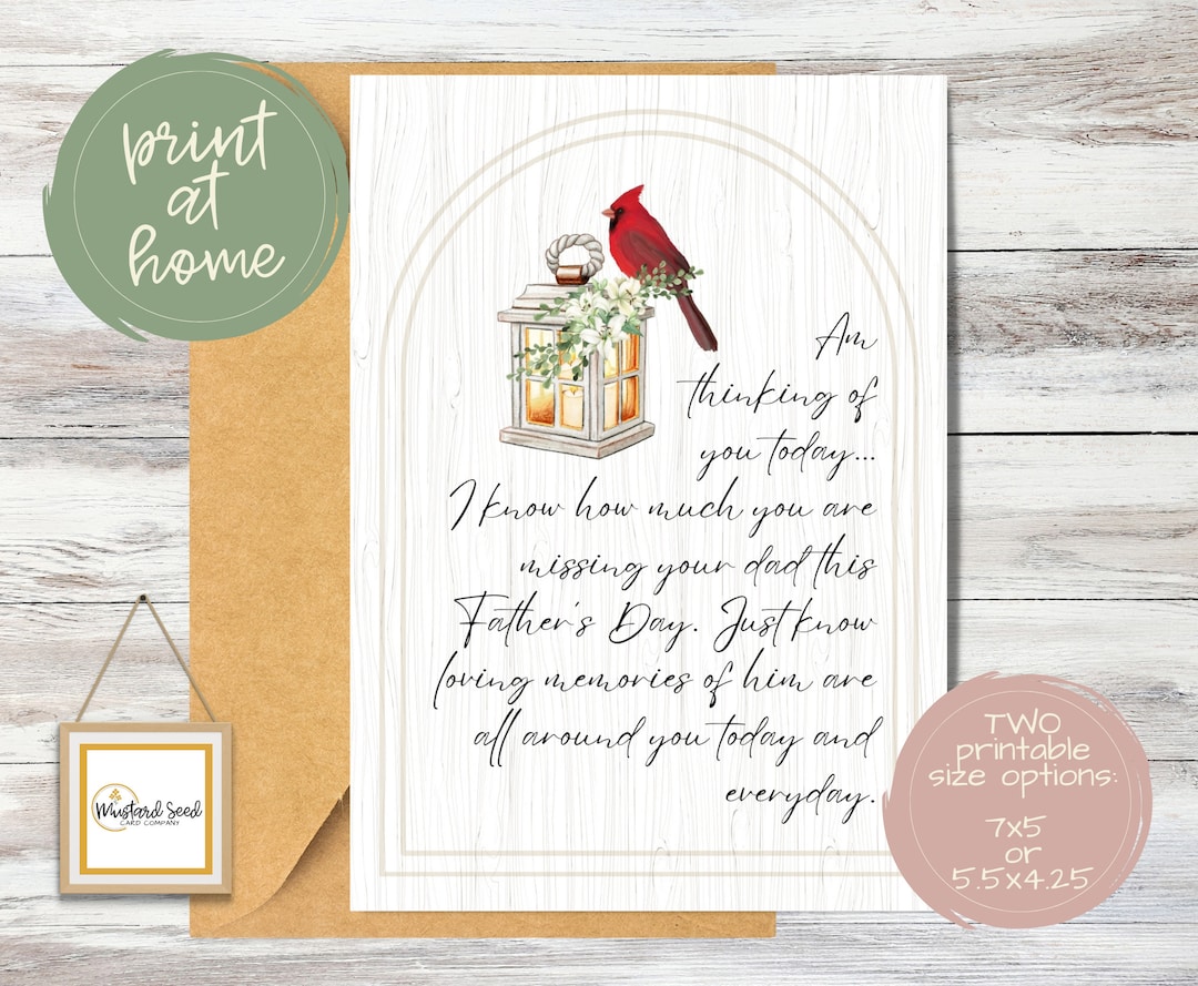 Printable Father's Day Sympathy Card With Cardinal for Friend Who Has ...