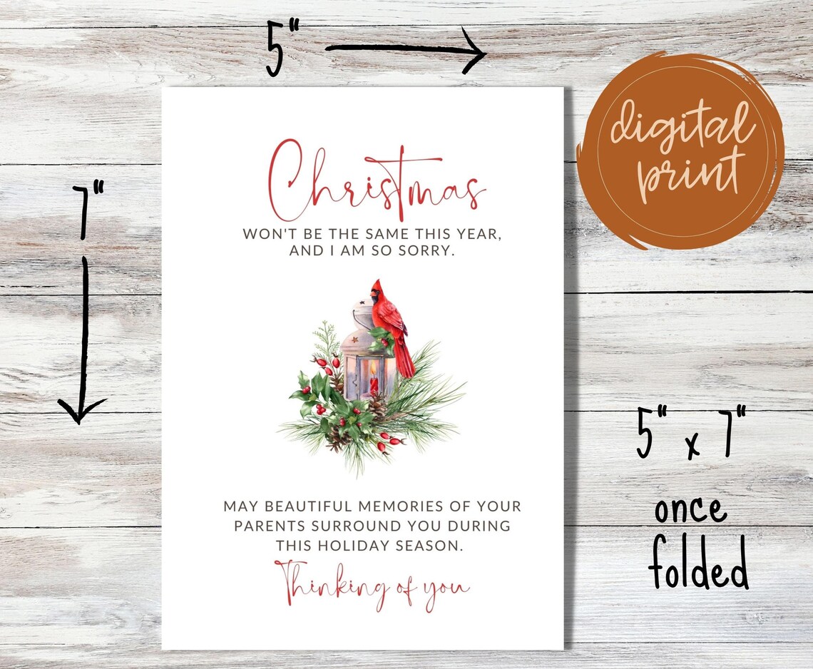 Printable Christmas Sympathy Card for Loss of Parents - Etsy
