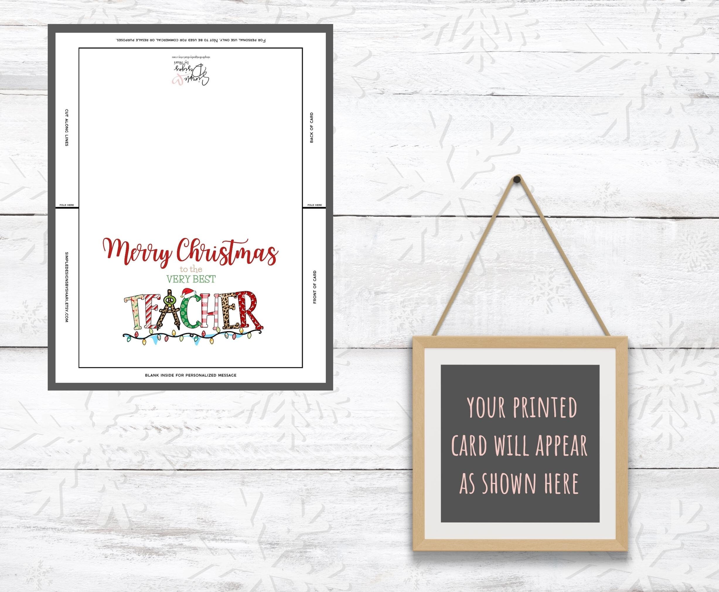 Printable Christmas Card for Teacher | Christmas Card From Kids to ...