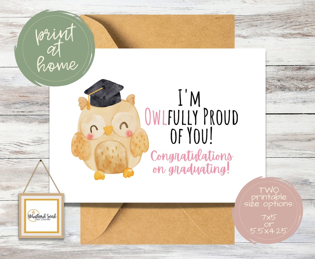 Printable Graduation Owl Card | Printable Graduation Card for High ...