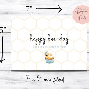 Printable Bee Themed Birthday Card for Her | Cute Birthday Card With ...