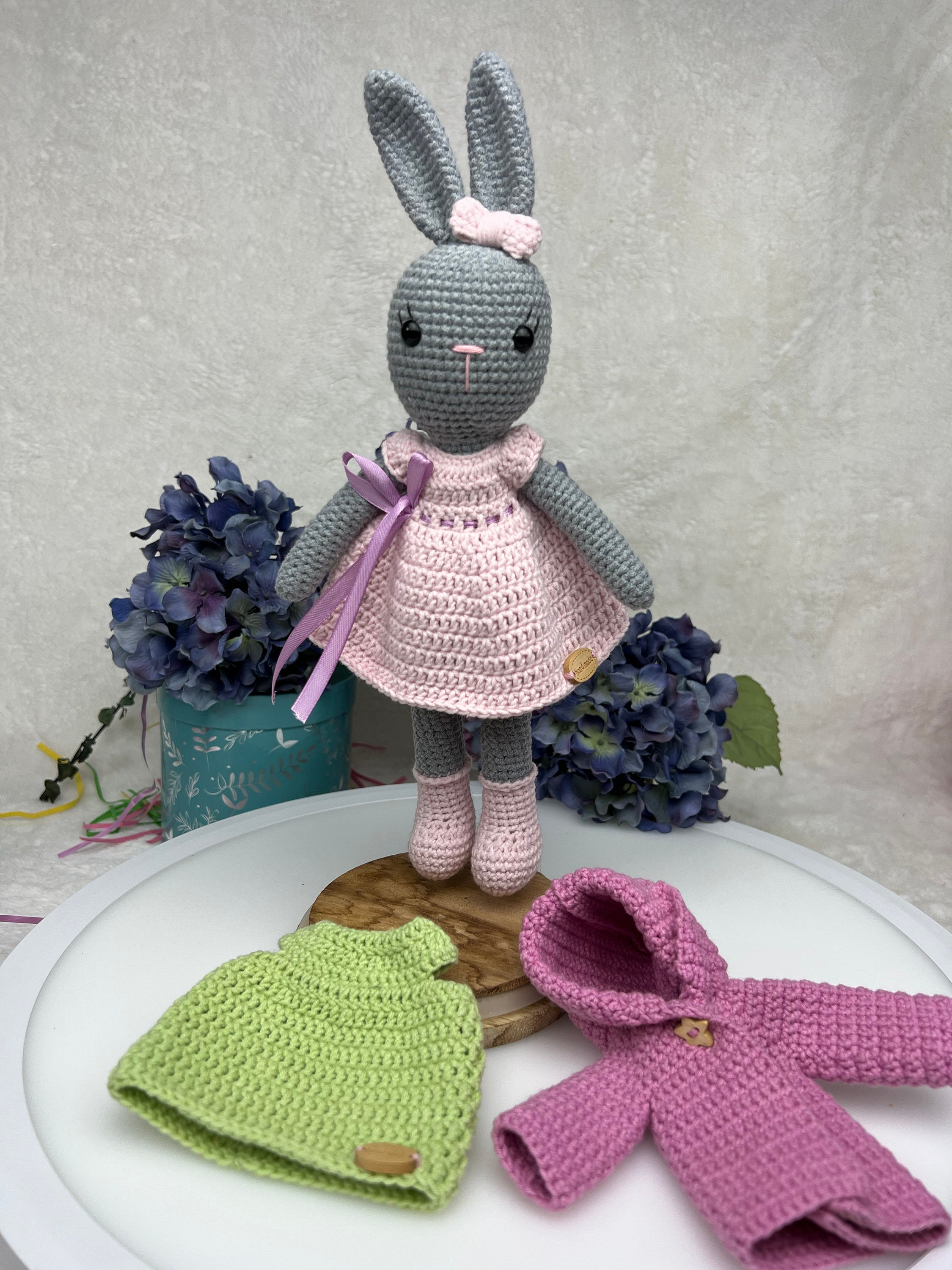 Handmade Bunny Crochet Doll, Bunny Doll Toy Stuffed Animal Toy Crochet ...