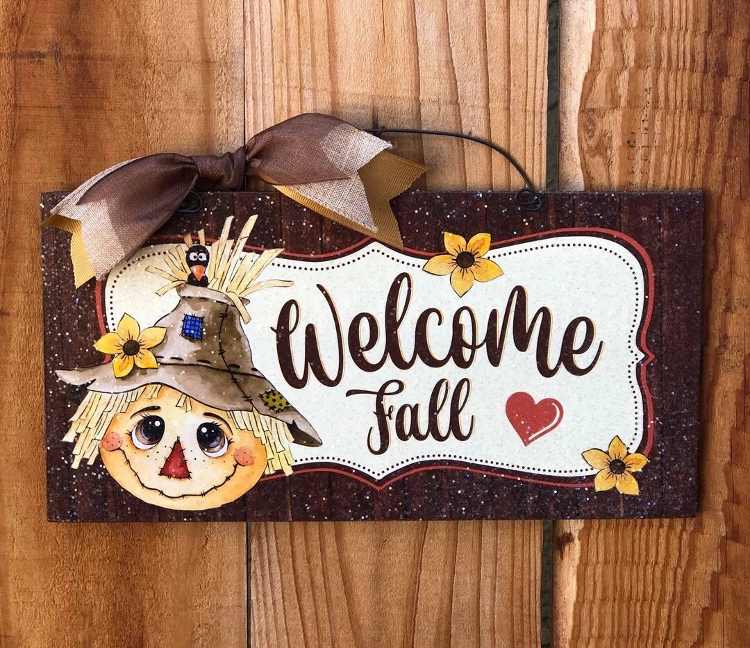 Welcome Fall Scarecrow Sign. - Etsy