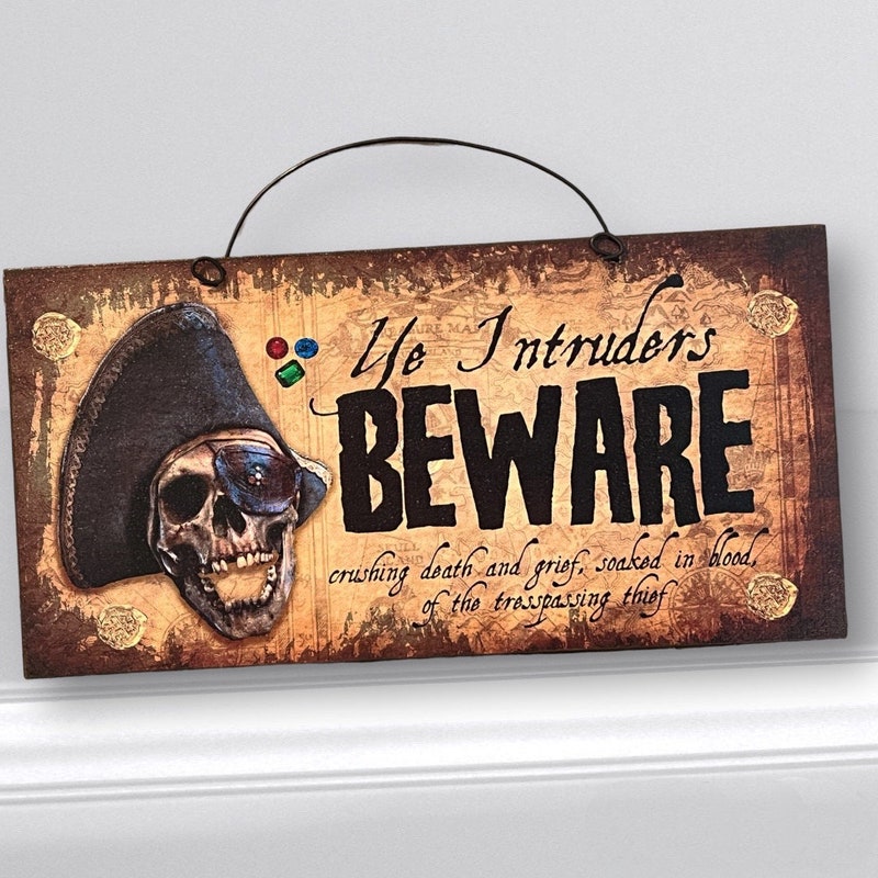 Beware Pirate Sign - Etsy