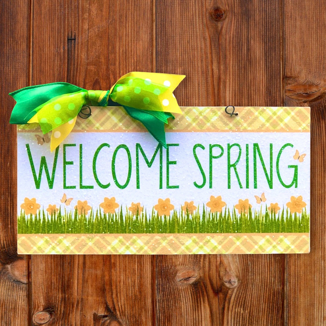 Welcome Spring Daffodil Sign. - Etsy