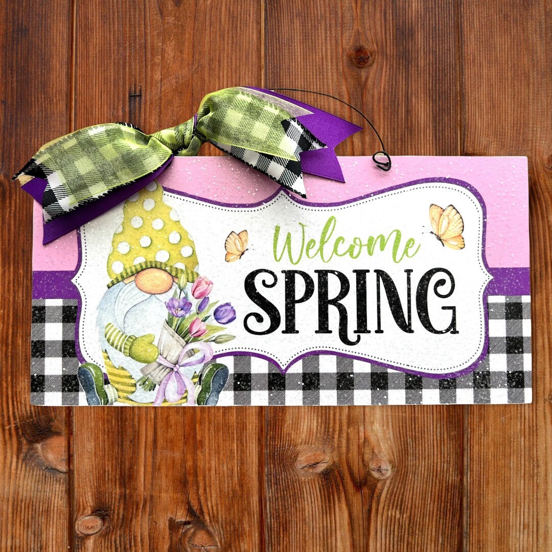 Welcome Spring Gnome Sign. - Etsy