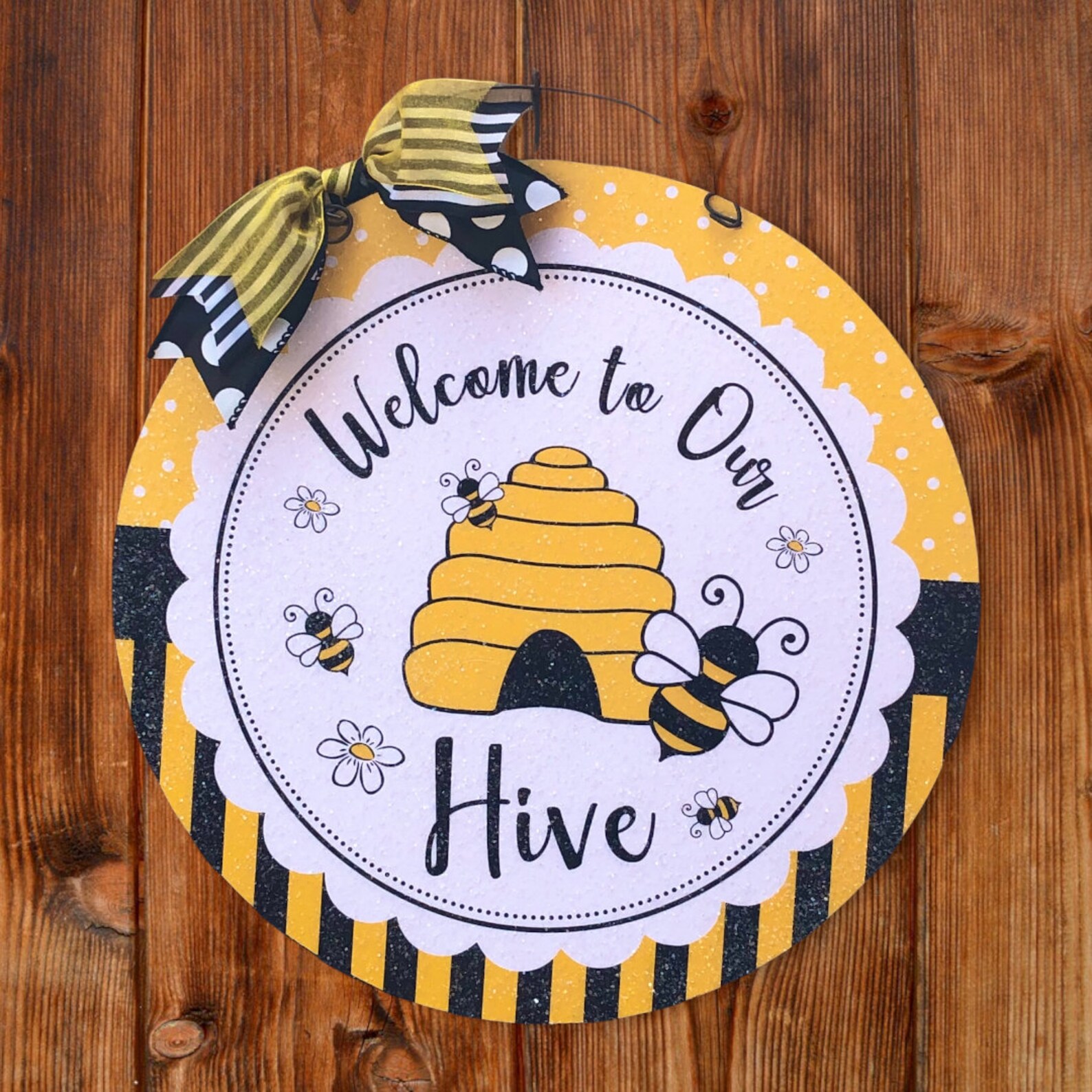 Welcome to Our Hive Round Sign. Wood or Metal Option. - Etsy