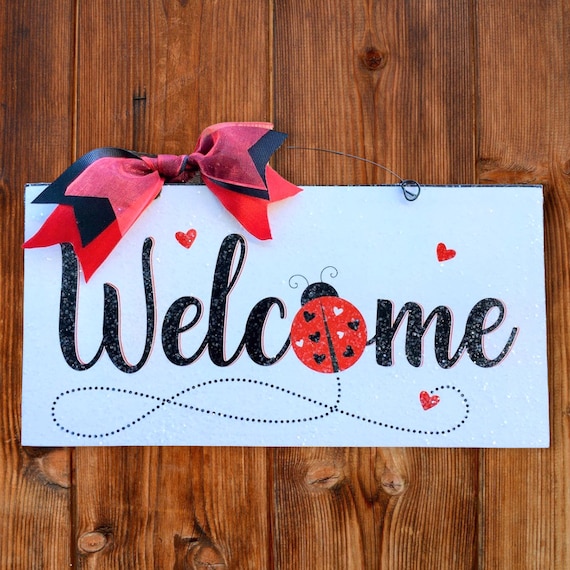 Welcome Ladybug Sign. Wood or Metal Sign. - Etsy