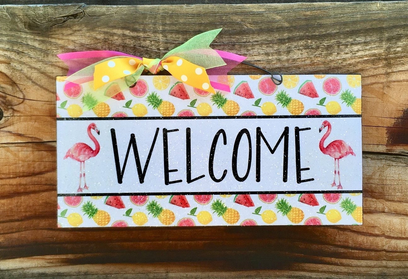 Flamingo Welcome Sign. Wood or Metal Option. - Etsy