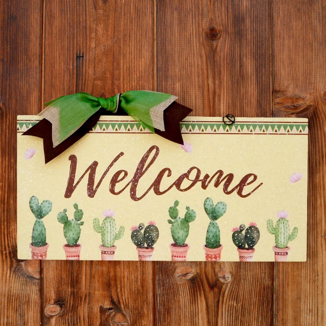 Welcome Cactus Sign. - Etsy