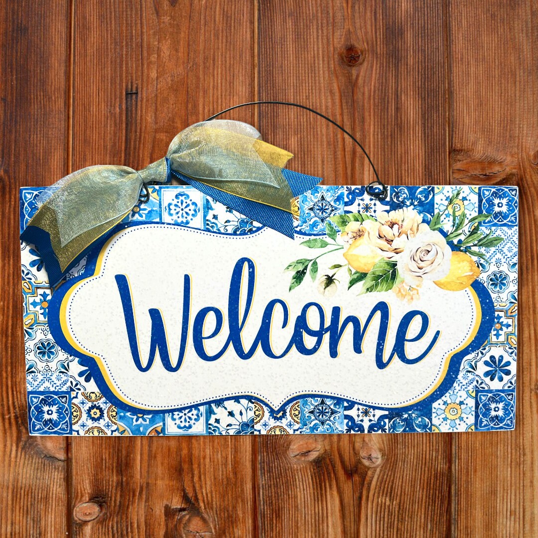 Mediterranean Tile Lemon Welcome Sign. - Etsy