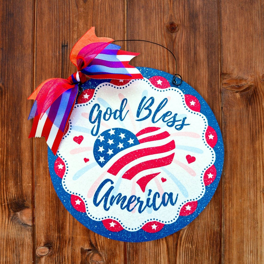 God Bless America Round Sign. Wood or Metal Option. - Etsy