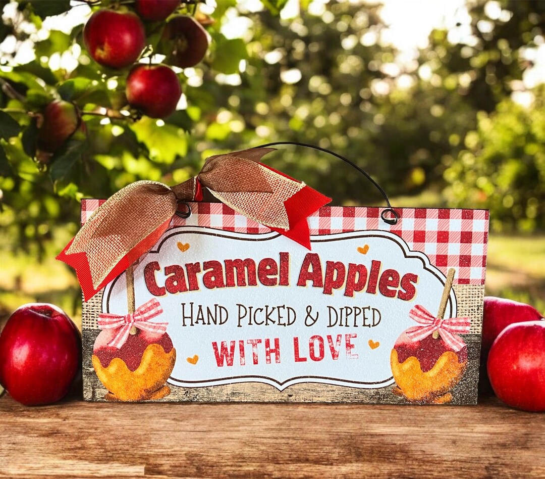 Caramel Apple Sign 12x6 Inches. Red or Green Apple Options. - Etsy