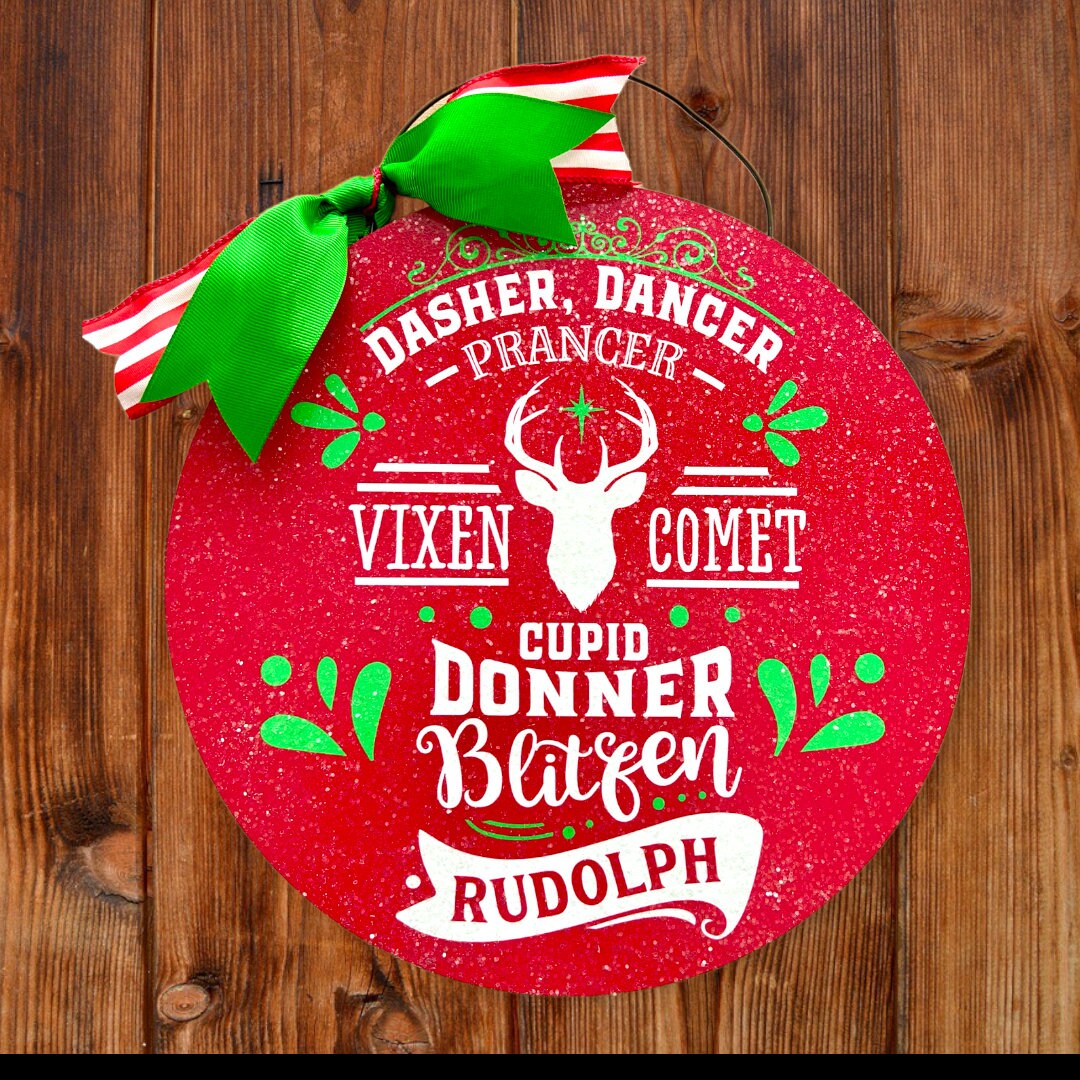 Rudolph Reindeer Names 10in Round Sign. - Etsy