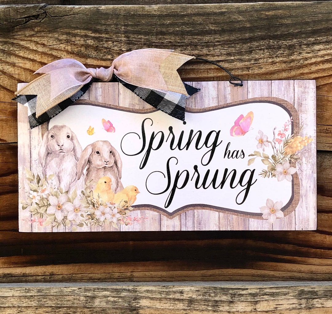 Spring has sprung Easter sign. Bunnies and chick. - Etsy Österreich