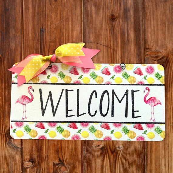 Flamingo Welcome Sign. Wood or Metal Option. - Etsy