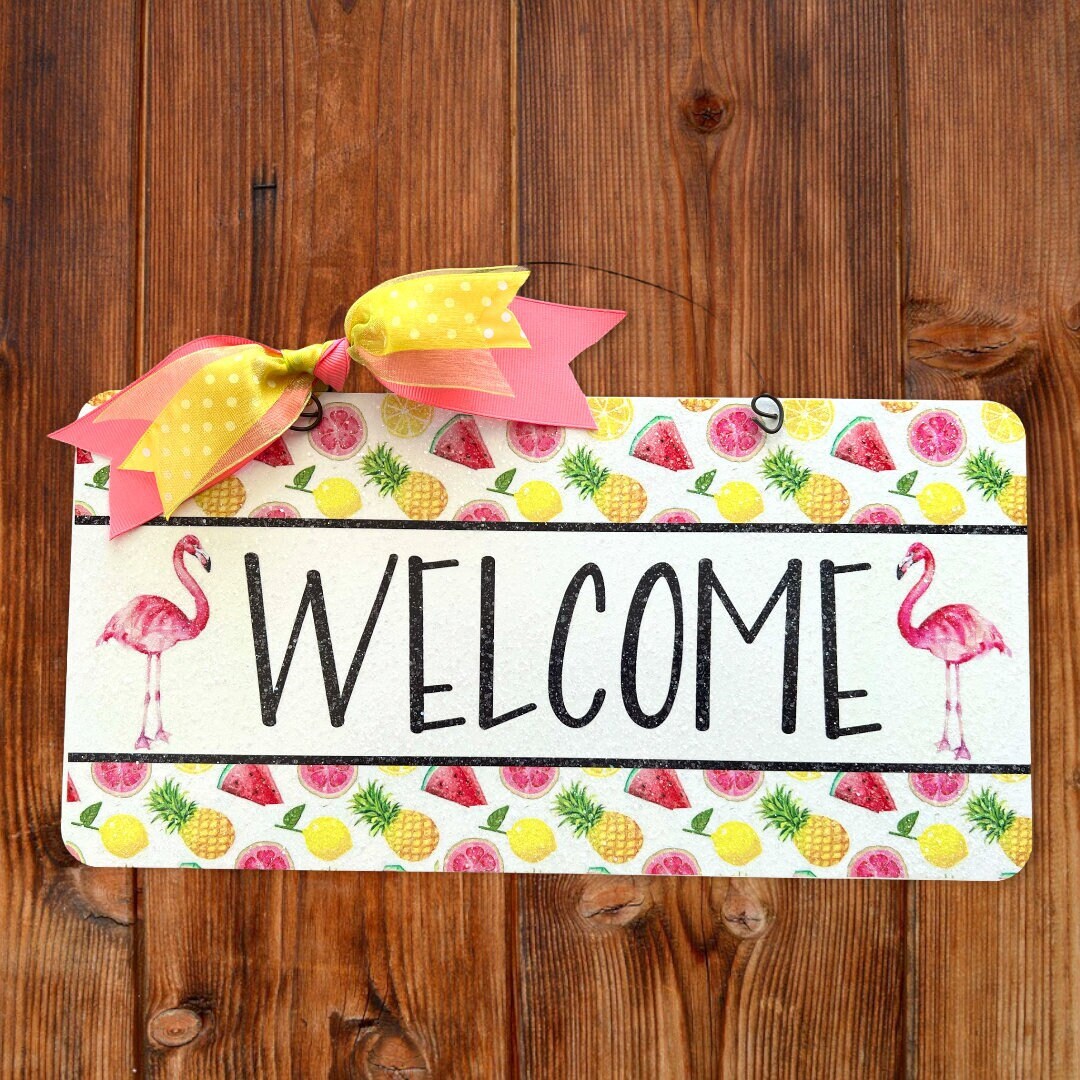 Flamingo Welcome Sign. Wood or Metal Option. - Etsy