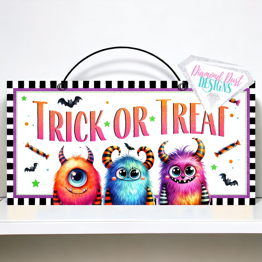 Trick or Treat Monsters Halloween Sign. - Etsy