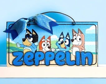 Personalised Bluey Bingo, Blue Dog Door Sign/name Plaque - Etsy