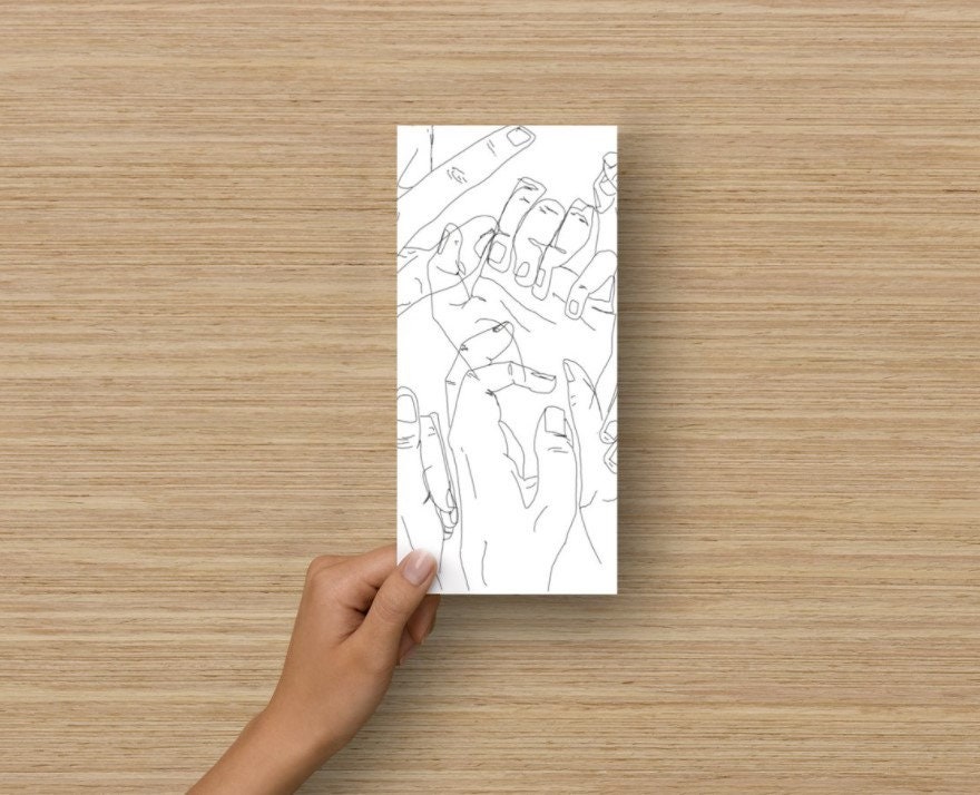 Hands Postcode - Continueish Line Drawing - Etsy