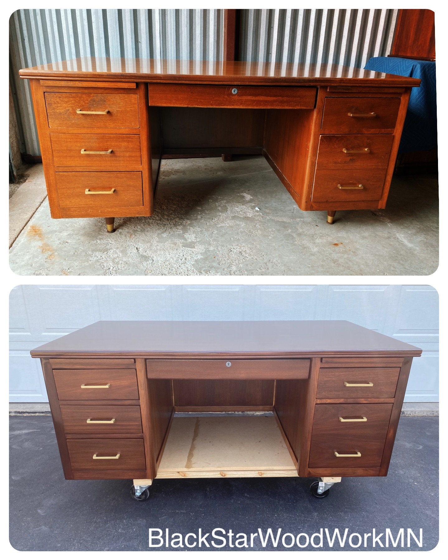 Pick Your Color Vintage Bassett Writing Desk 7 Drawers Buy With the Color of Your Choice Etsy