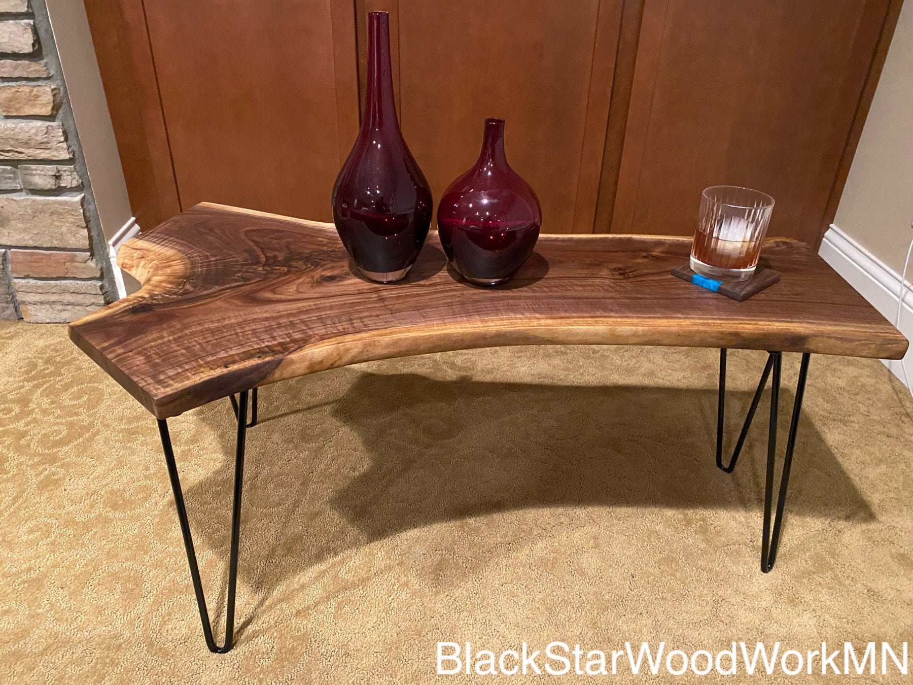 Handmade Live Edge Black Walnut Coffee Table | Walnut Slab Coffee Table ...