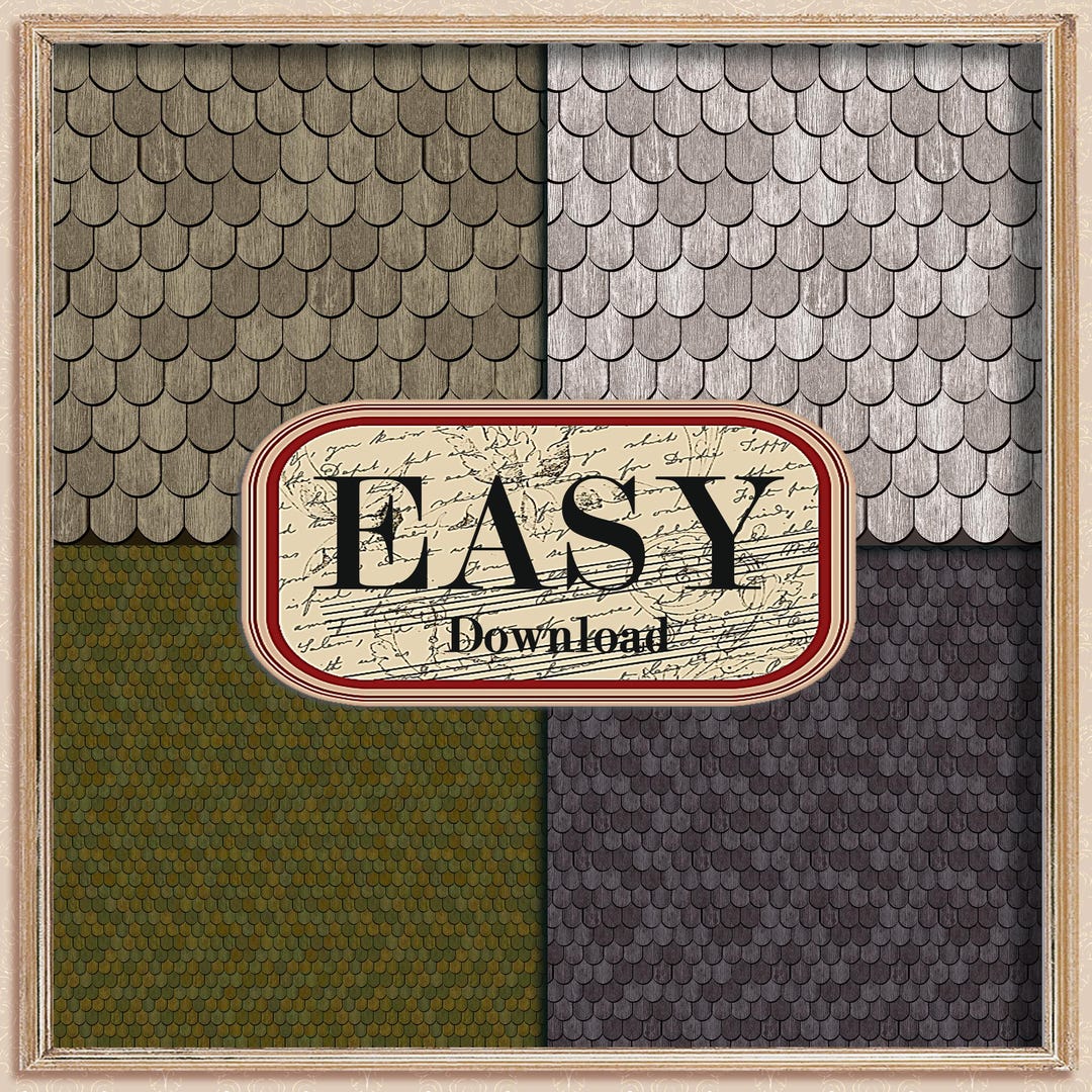 Dollhouse Roof Tile Texture Paper: Gray Miniature Scale (digital ...