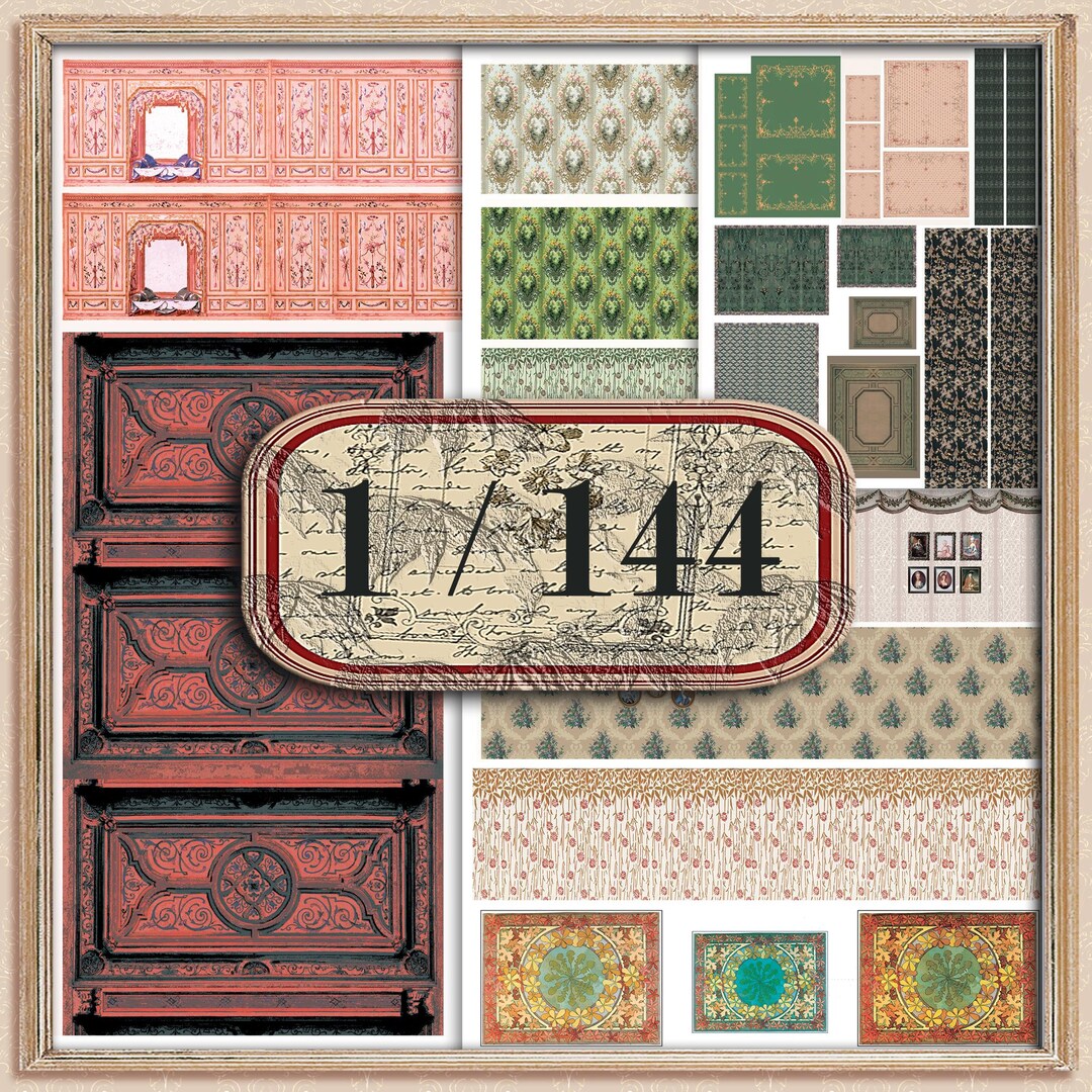 1:144 Scale Dollhouse Wallpaper, Rugs & Borders (digital Download) - Etsy