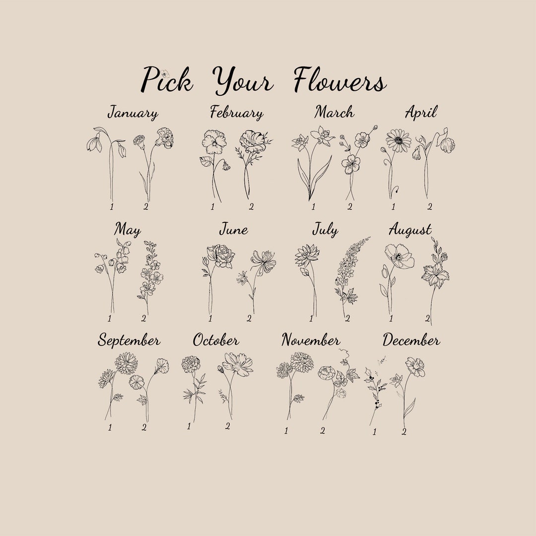 Birth Flower SVG Clipart Bundle Birth Month Flowers PNG DIY Birth ...