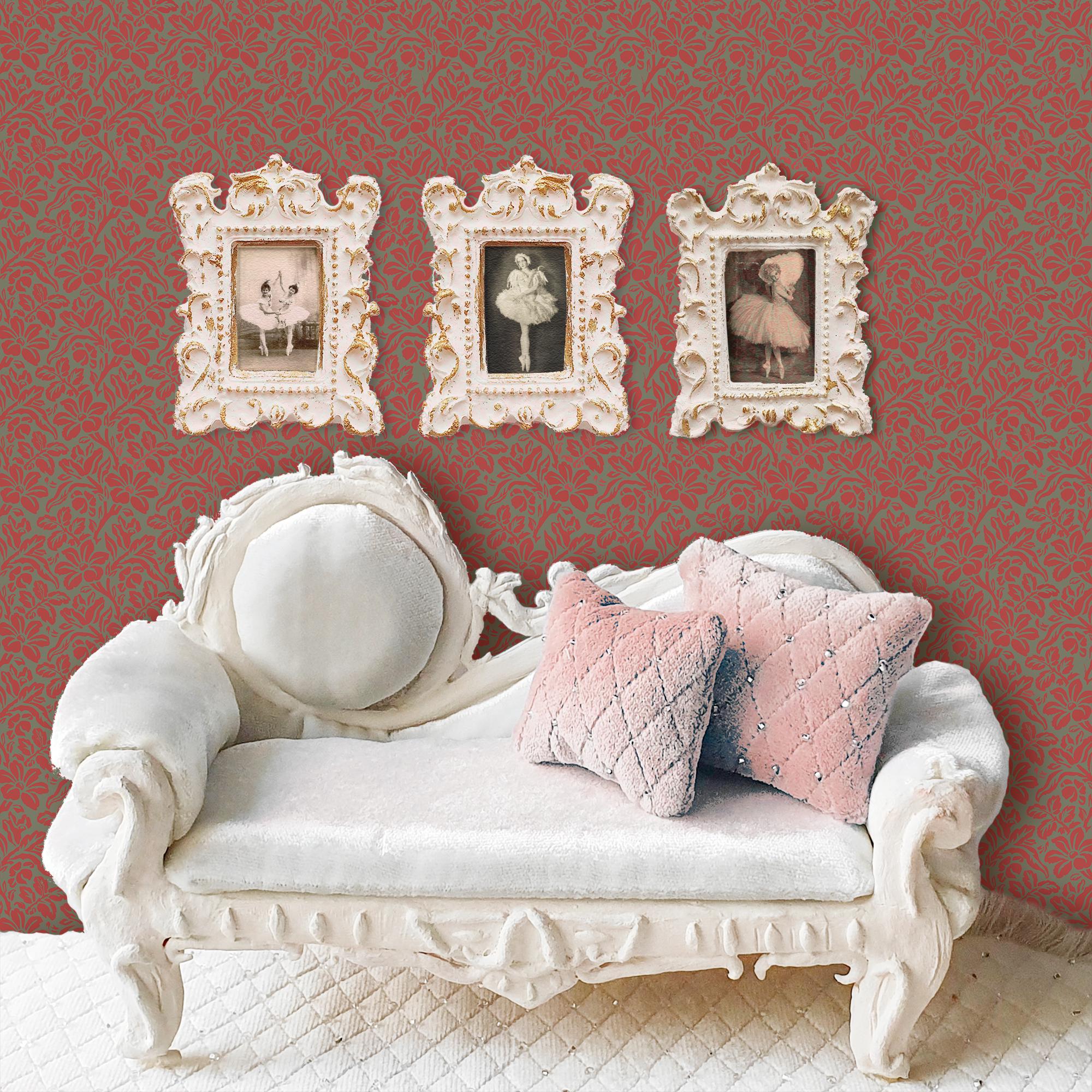 20 DOLLHOUSE Wallpaper Panel Beige Red Dark Doll House Wallpapers ...
