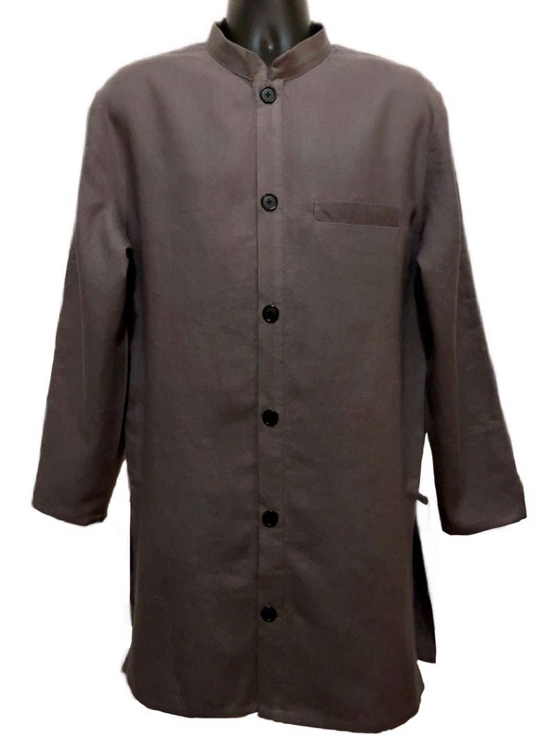 100% Linen Men's Button up Tunic Top fringes: Optional - Etsy