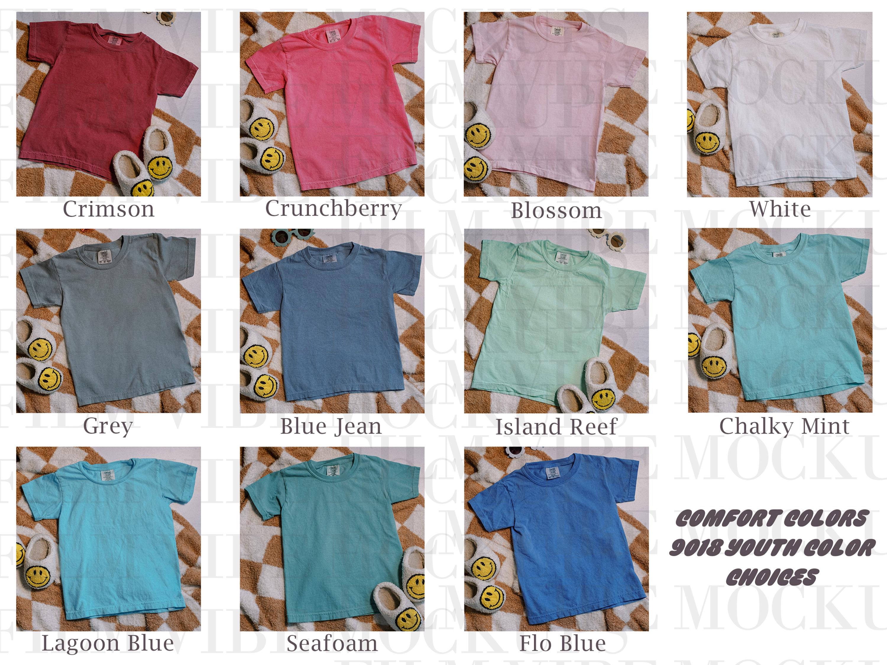 Editable Comfort Colors 9018 Color Chart, CC9018 Youth T-shirt Color ...