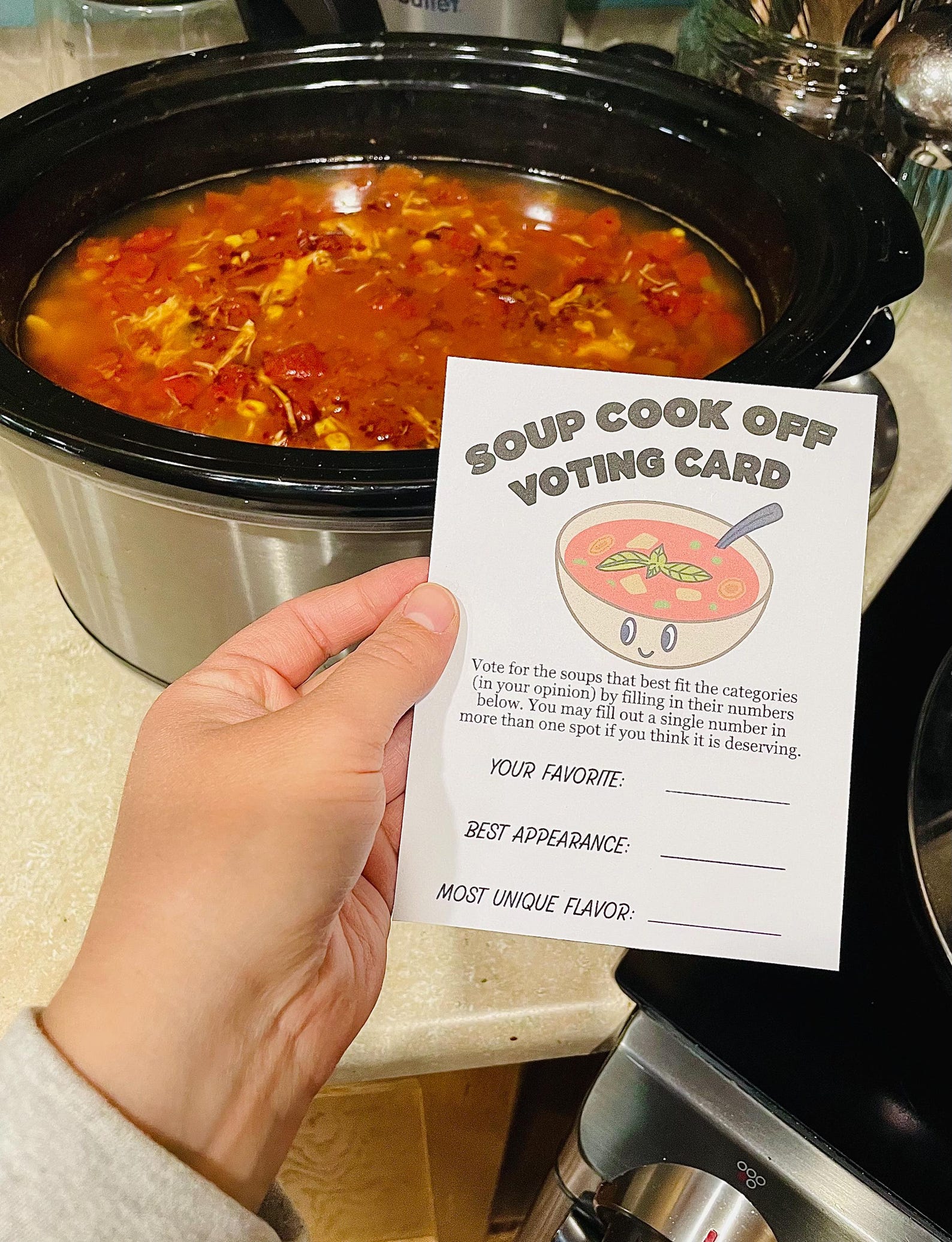 Soup Cook off Simple Digital Download Printout: Family Gathering Soup ...