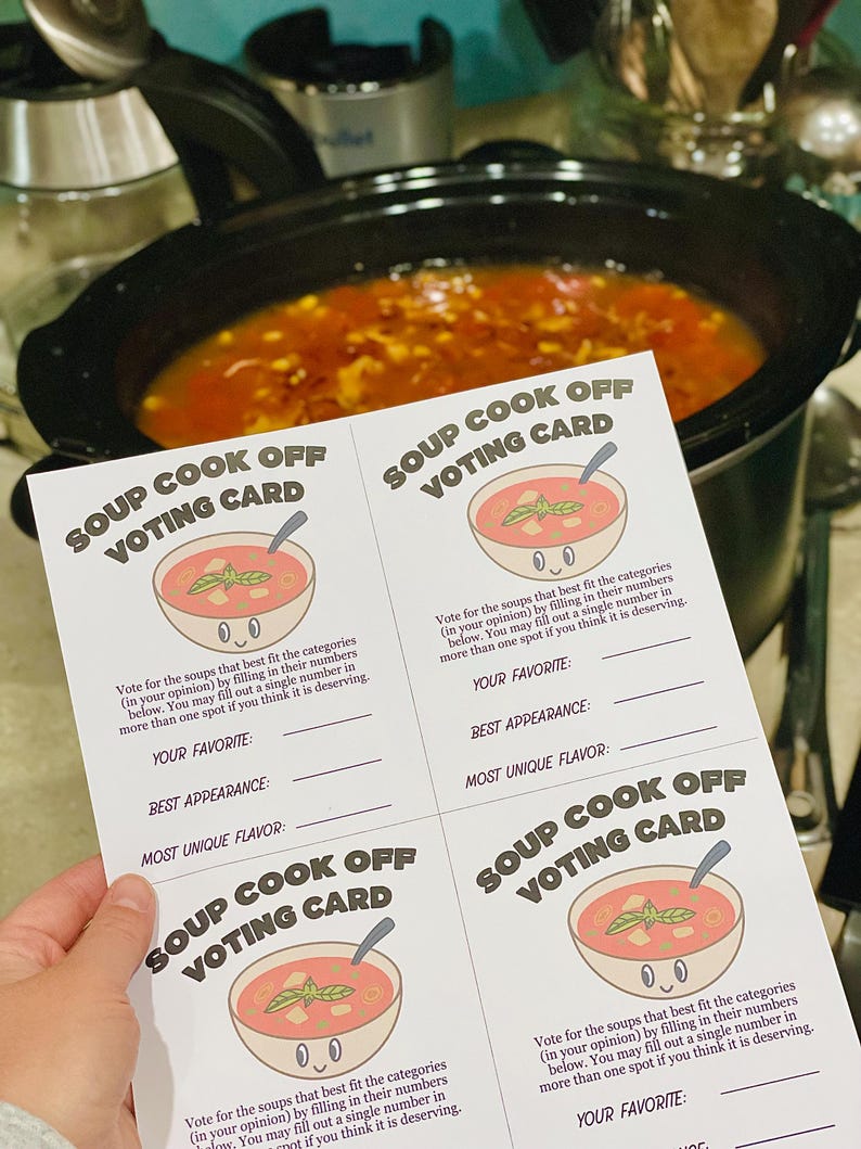 Soup Cook off Simple Digital Download Printout: Family Gathering Soup ...