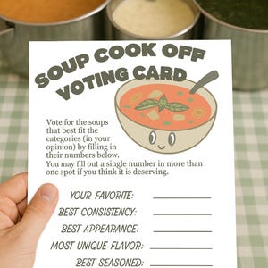 Soup Cook off Simple Digital Download Printout: Family Gathering Soup ...