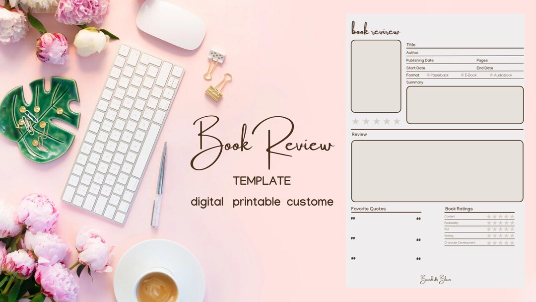 Digital Aesthetic Book Review Template | Printable PDF | Book Journal ...