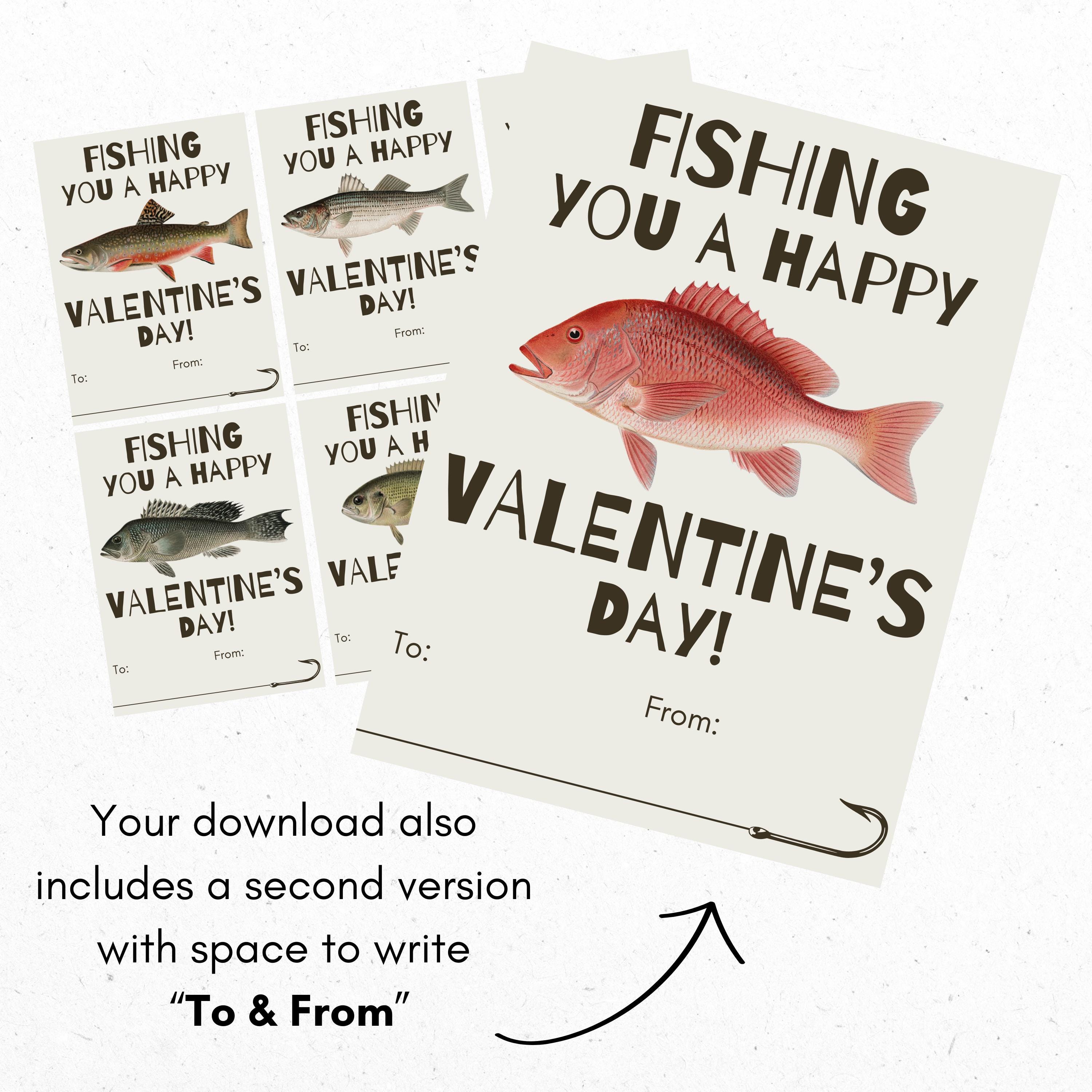Fishing Valentines: Kids Printable Valentine's Day Cards (PDF) - Etsy