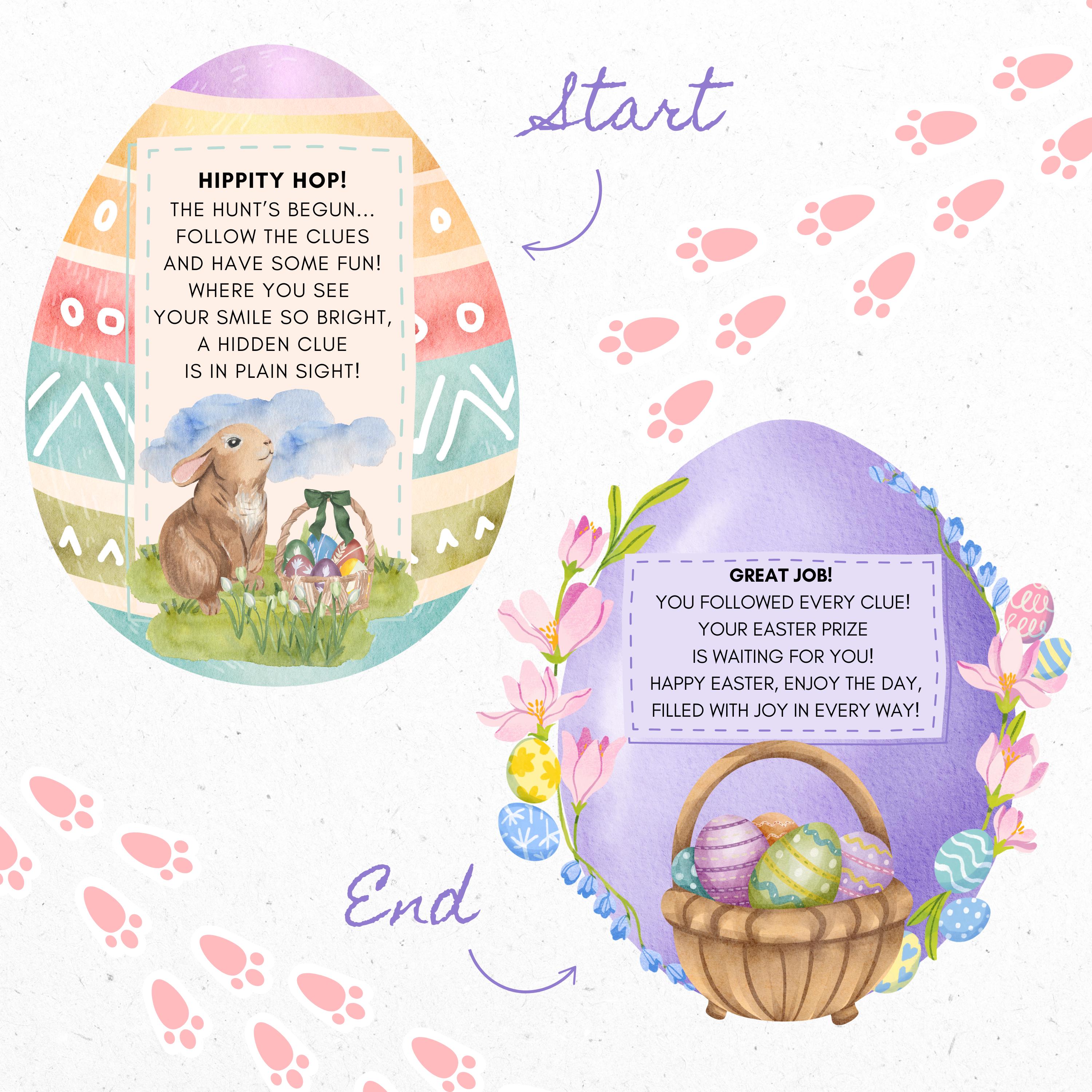 Easter Scavenger Hunt Clues: Watercolor Kids Easter Activity (PDF) - Etsy