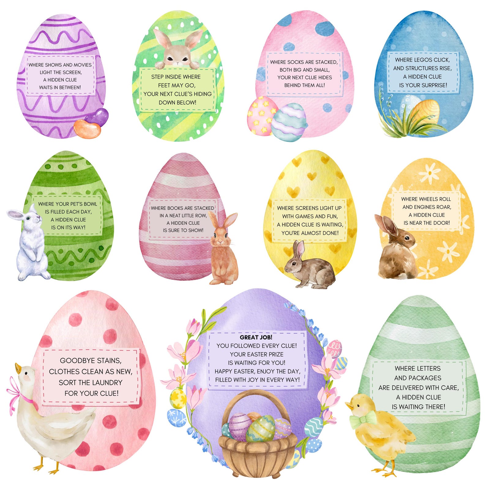Easter Scavenger Hunt for Kids | Easter Egg Hunt | Indoor Easter Basket ...