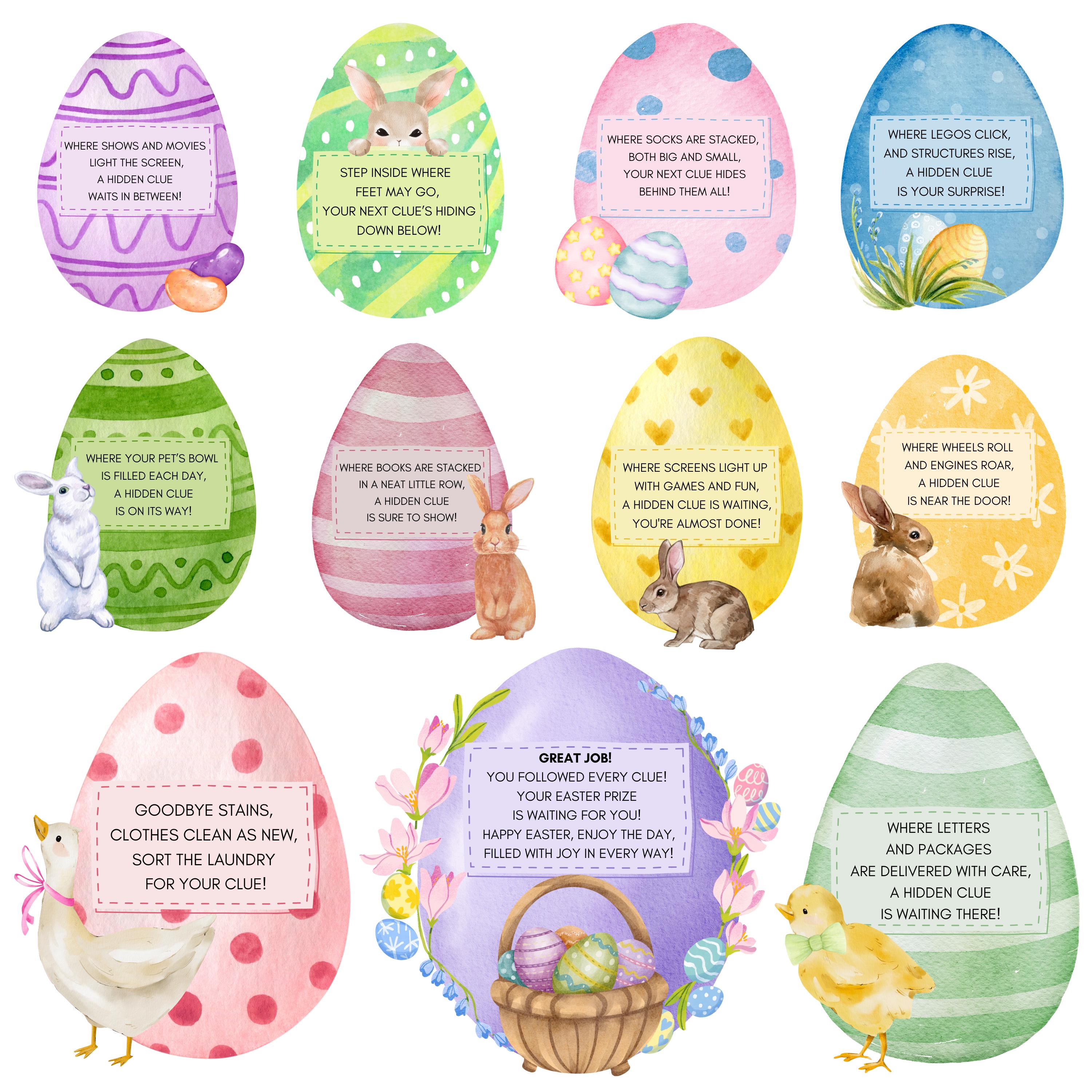Easter Scavenger Hunt Clues: Indoor Treasure Hunt Clues (digital ...