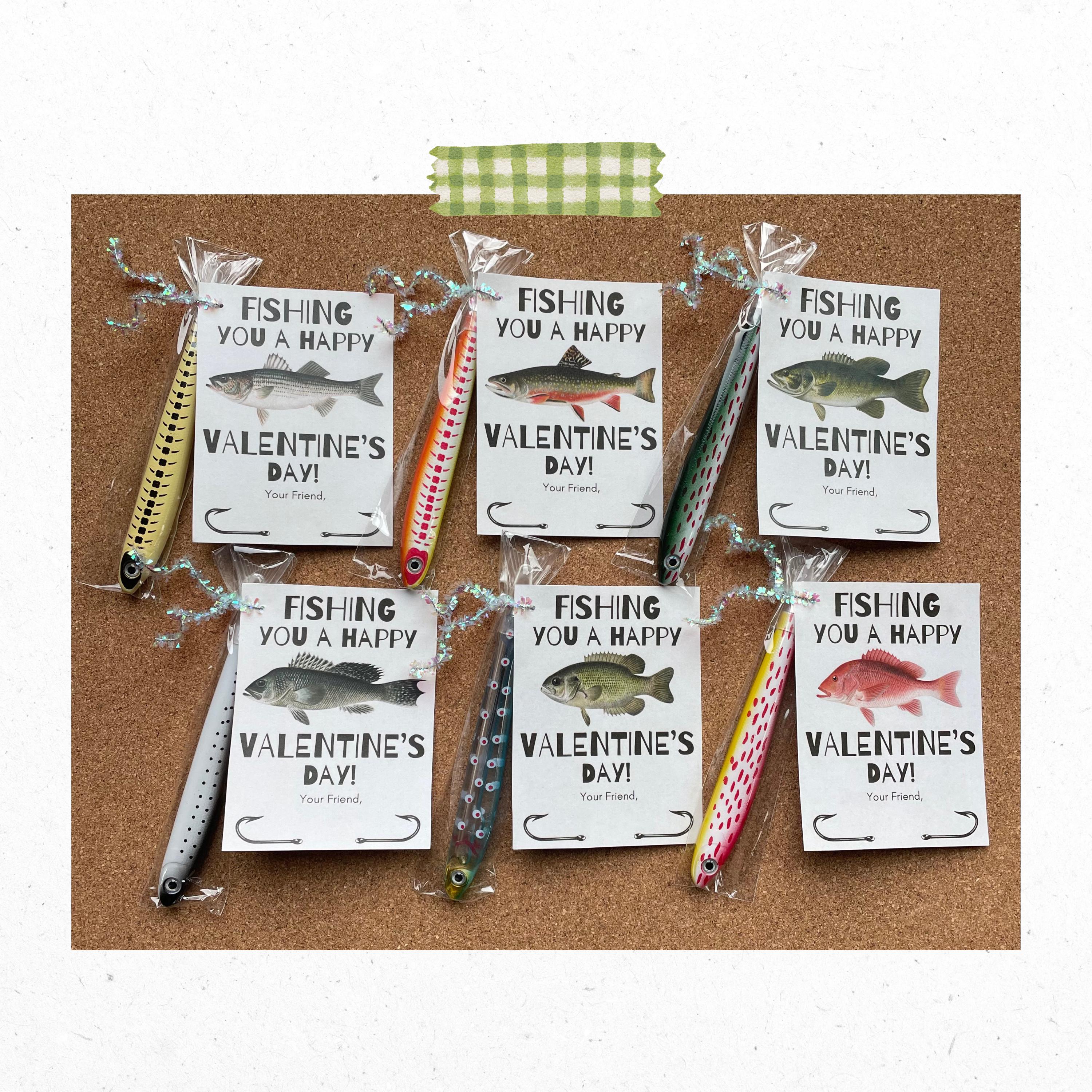 Fishing Valentines: Kids Printable Valentine's Day Cards (PDF) - Etsy