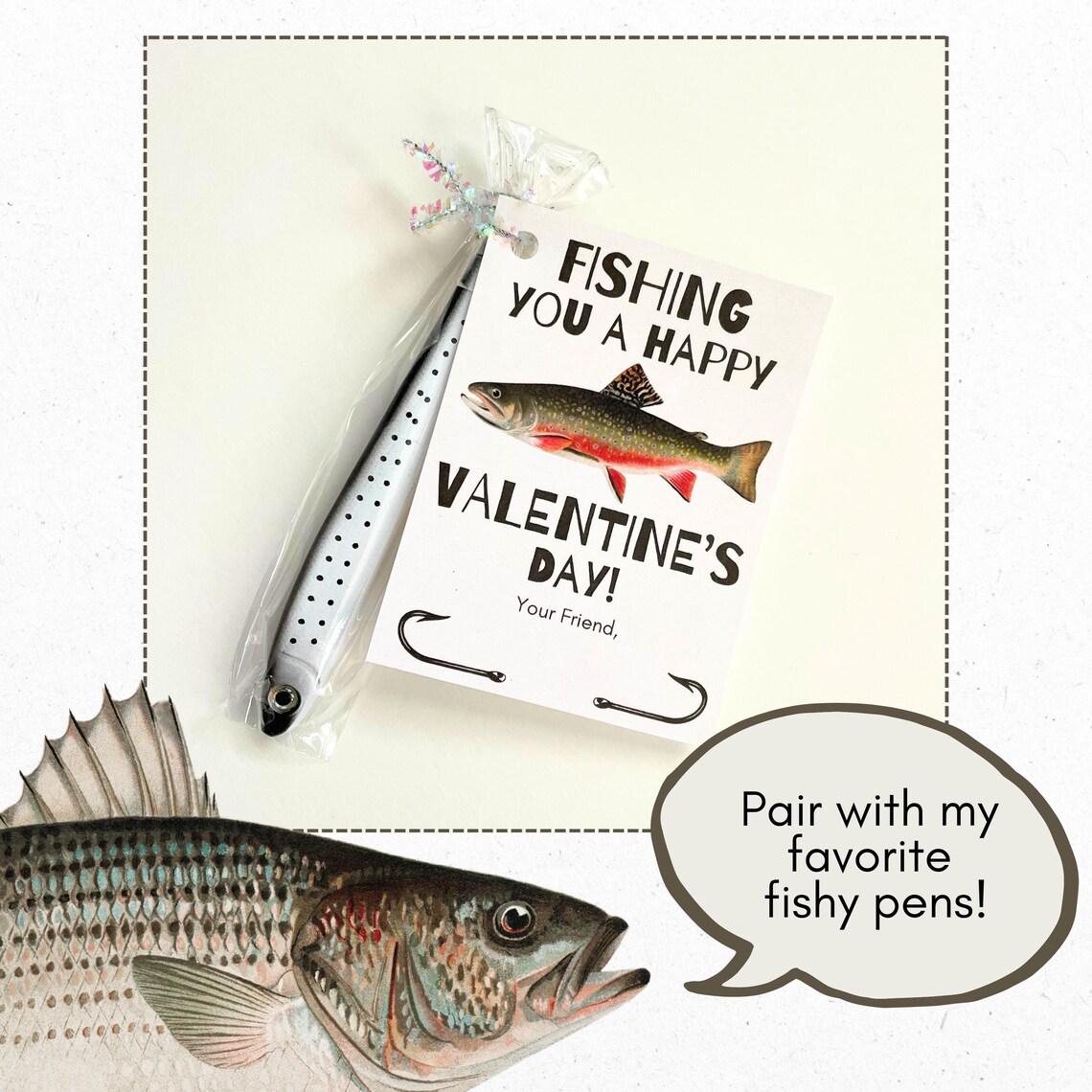 Fishing Valentines: Kids Printable Valentine's Day Cards (PDF) - Etsy