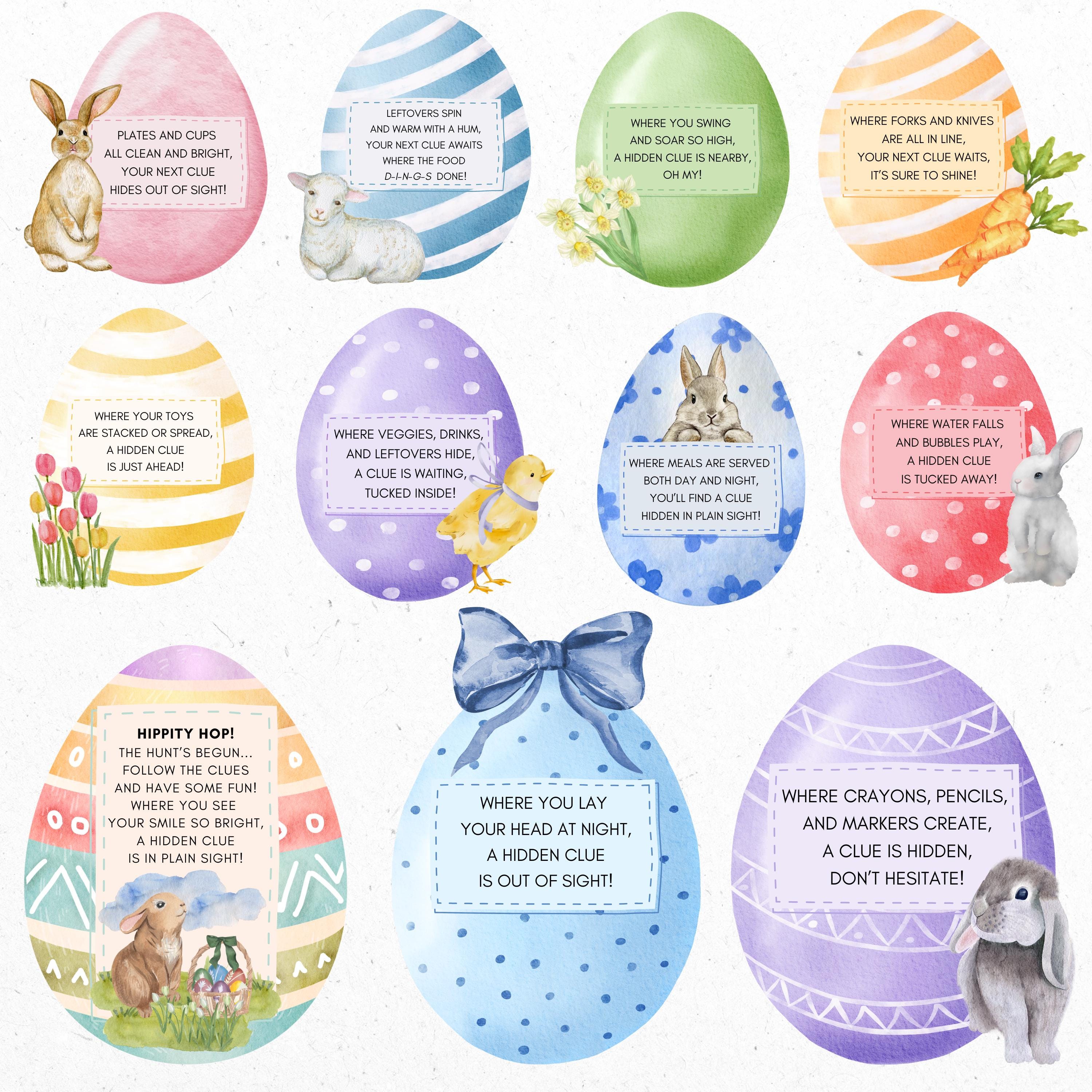 Easter Scavenger Hunt Clues: Indoor Treasure Hunt Clues (digital ...