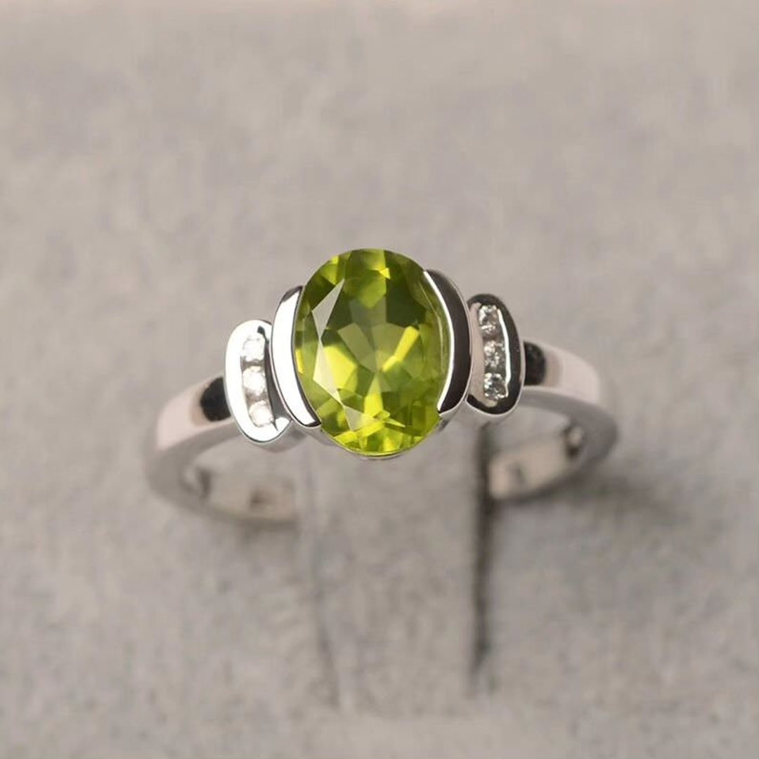 Vintage 14k Solid Gold Peridot Diamond Ring Engagement Ring Diamond ...