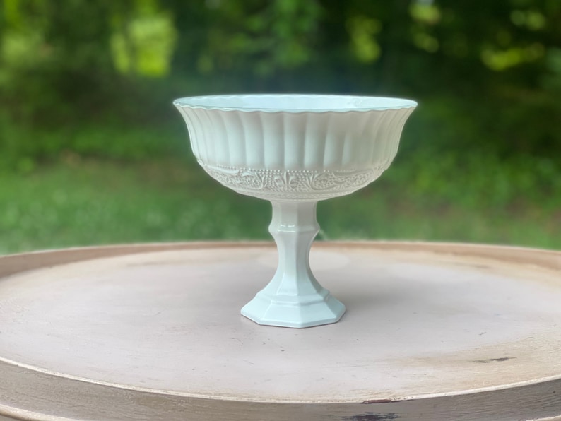 White Compote Bowl, White Compote Vase, Pedestal Vase, Wedding ...