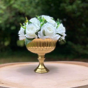 BULK! 10 Gold Compote Bowls, Gold Compote Vase, Pedestal Vase, Wedding ...